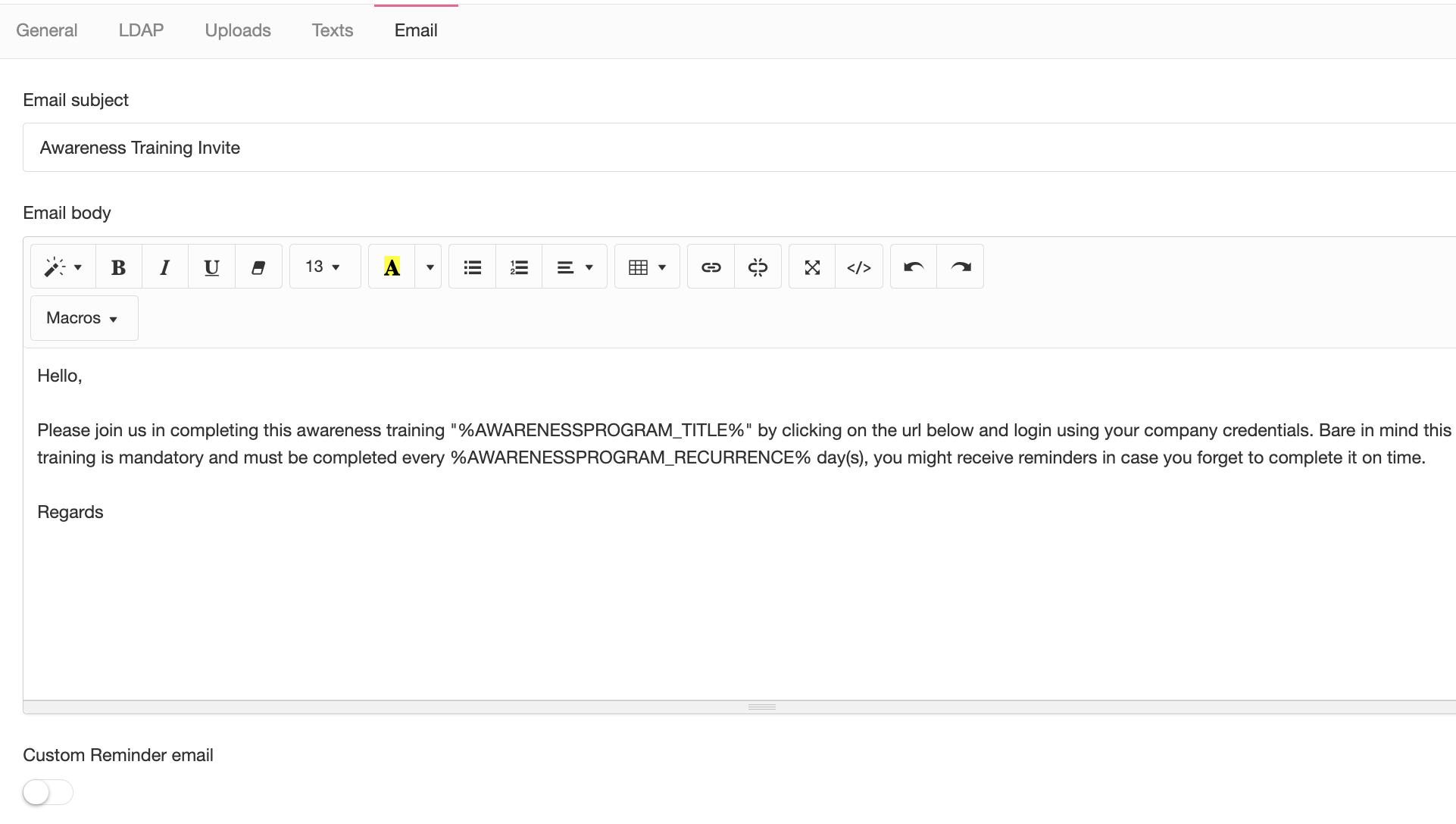 Awareness Programs | Eramba learning portal