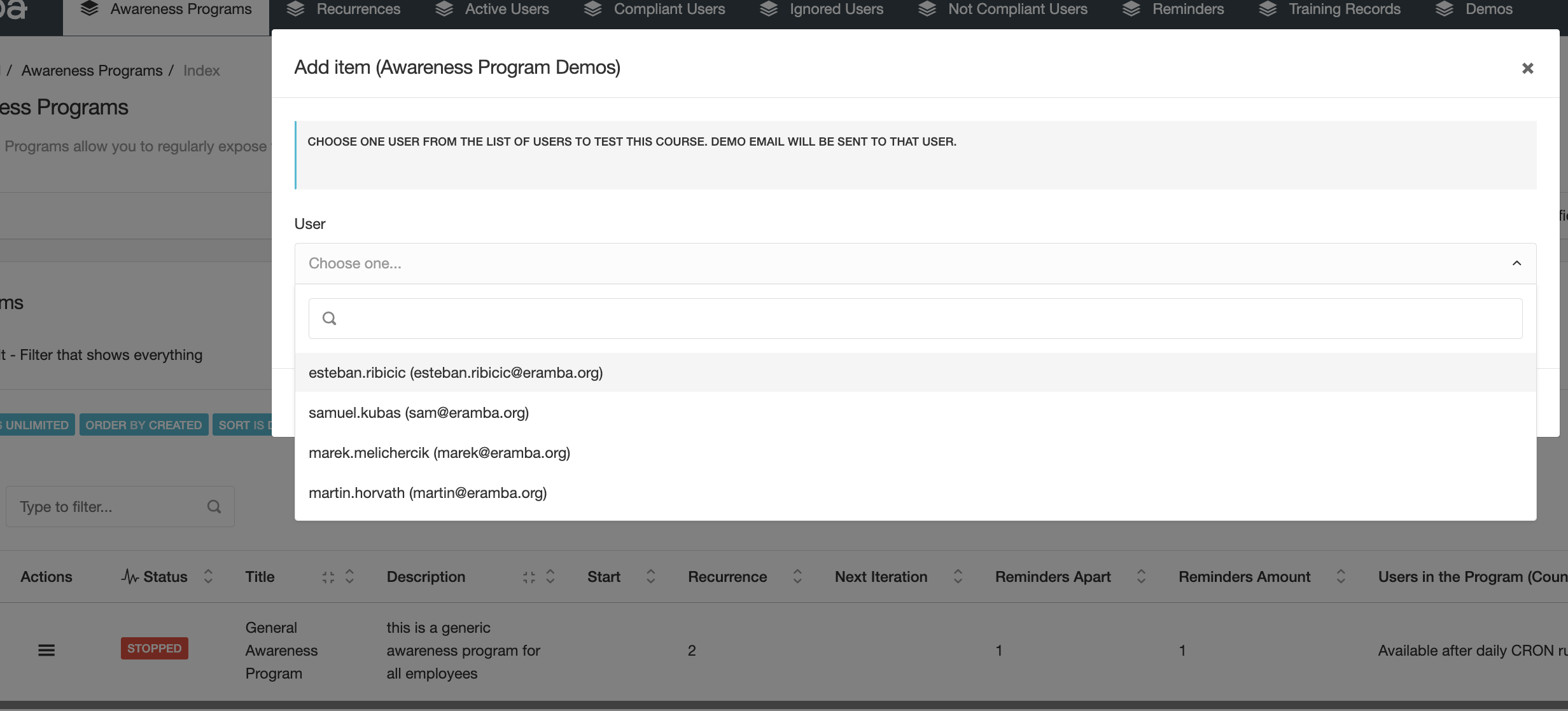Awareness Programs | Eramba learning portal