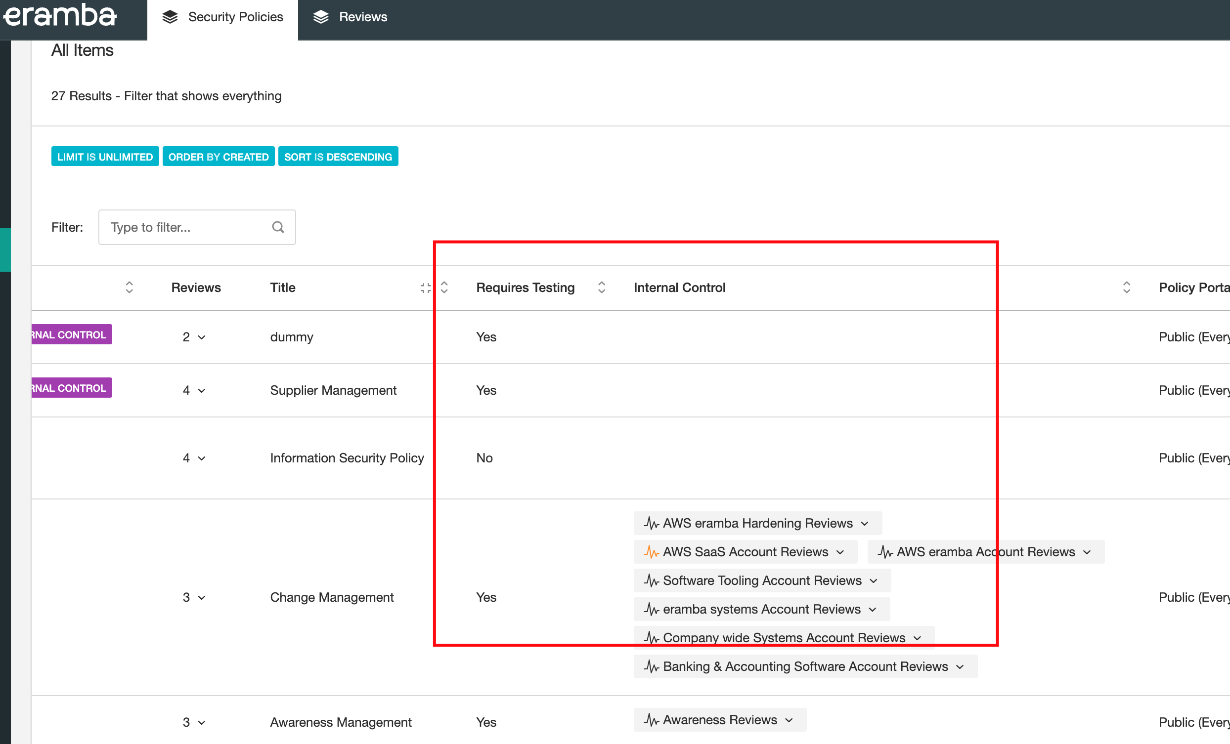 Policy Management | Eramba learning portal